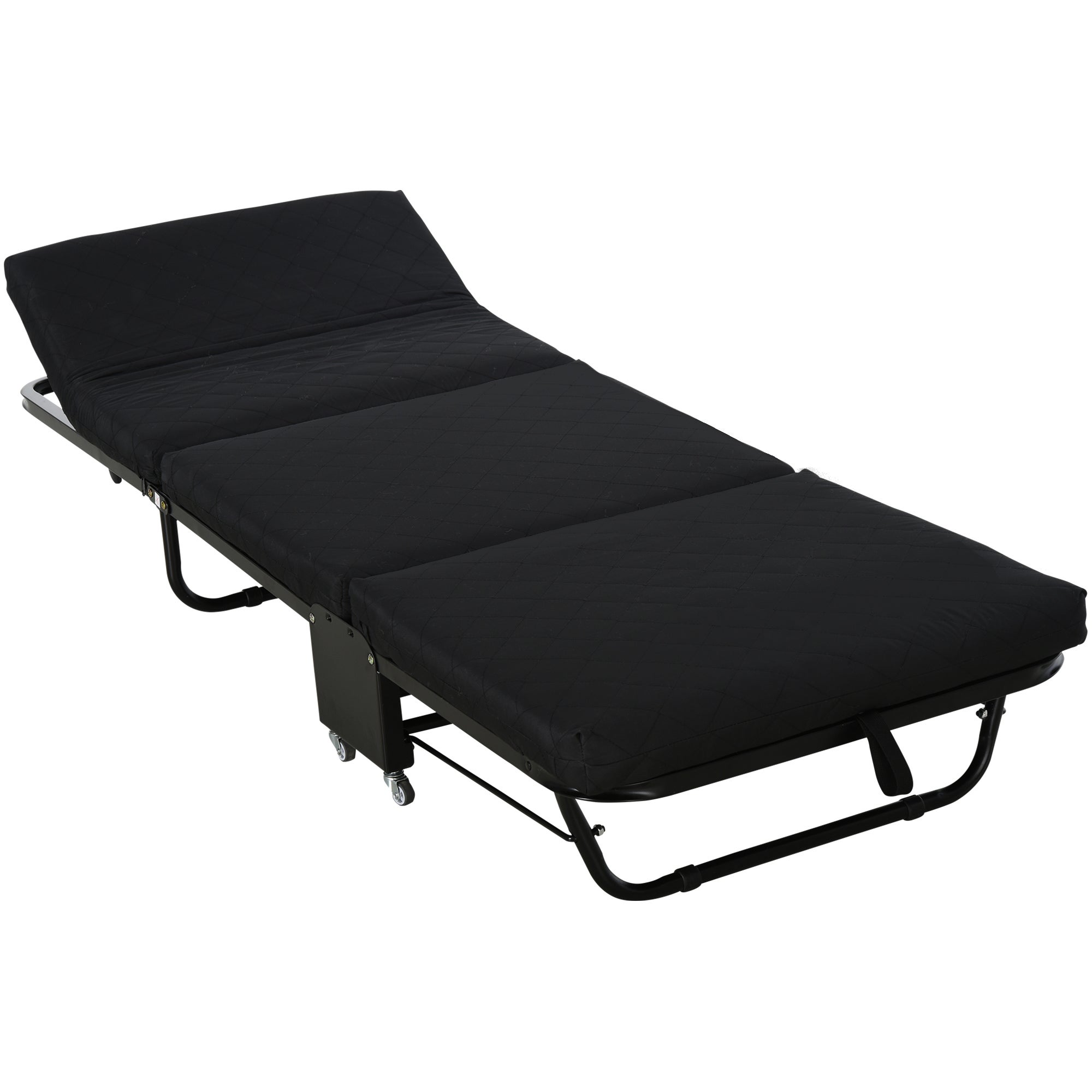 HOMCOM Lit pliant métal, mousse noire 184x65x26 cm 831-318BK | Leroy Merlin