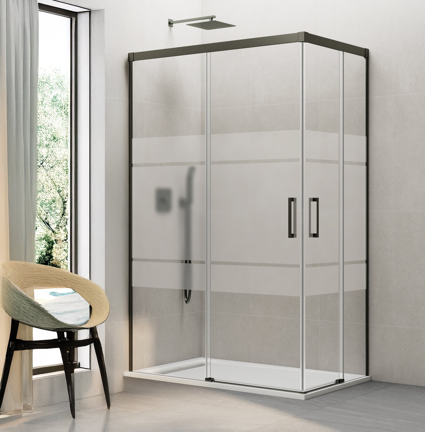 BOX DOCCIA AD ANGOLO. FRONTALE: 65-70 cm + LATERALE: 65-70 cm MODELLO ...