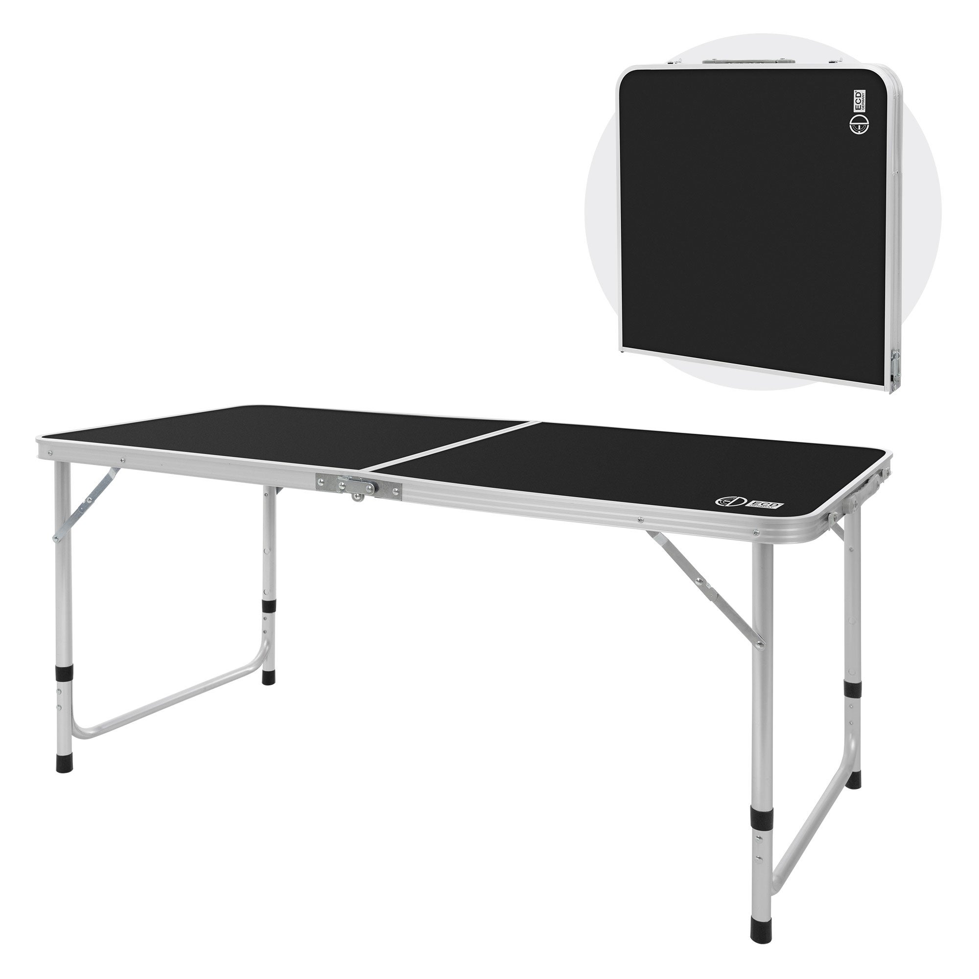 Table de camping pliante en aluminium hauteur réglable noir/argent ...