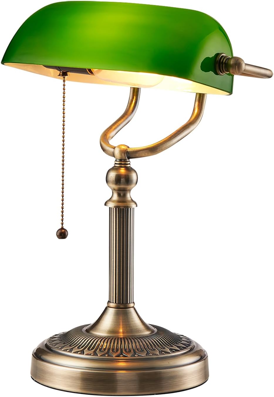 Lampe table verre vert banquier à interrupteur glissière sans ampoule ...