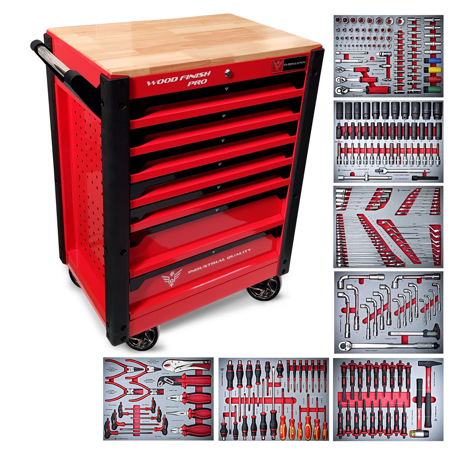Servante d'atelier Widmann TCBWF-RE - 7/7 Rouge, 240 Outils inclus avec ...