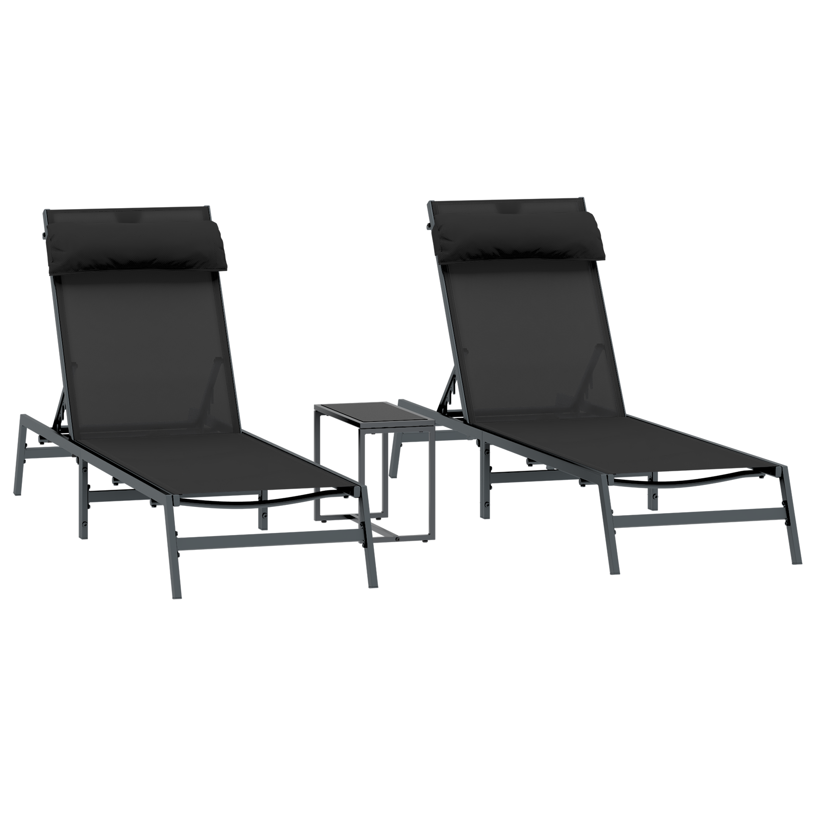 Transat | Chaises Longues Pliantes Noire Cadre en métal CFW469196 ...
