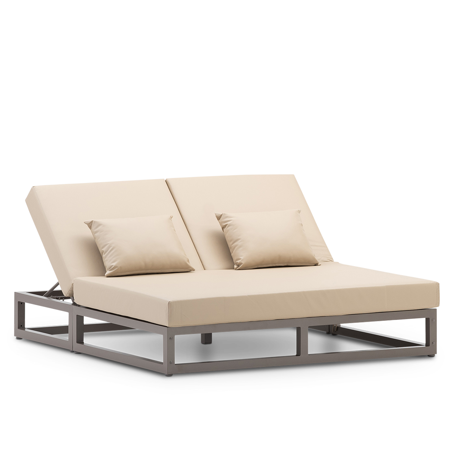 Lit balinais double taupe avec coussins beige - Balinese | Leroy Merlin