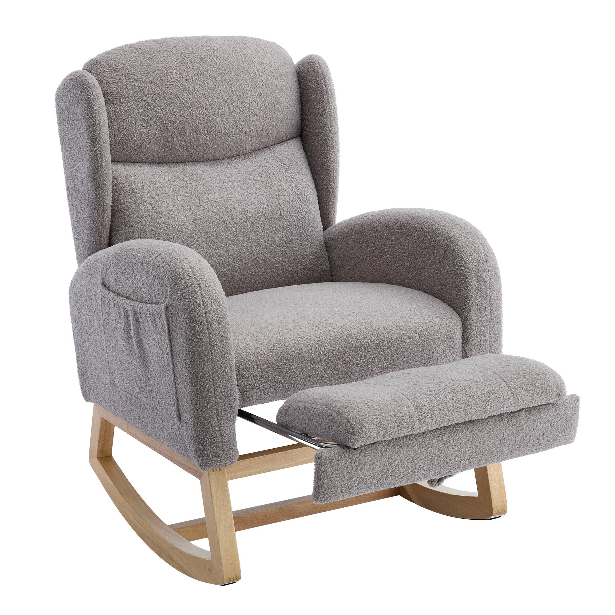 Fauteuil à Bascule, Rocking Chair avec Cadre en Bois, Repose-pieds ...