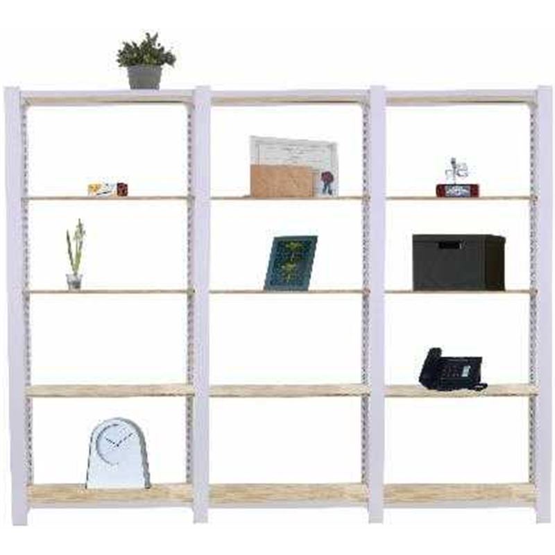 Estanteria OFFICLICK 5/300 PLYWOOD 2400 BLANCO/PINO - 8425437127946 - Simon Rack | Leroy Merlin