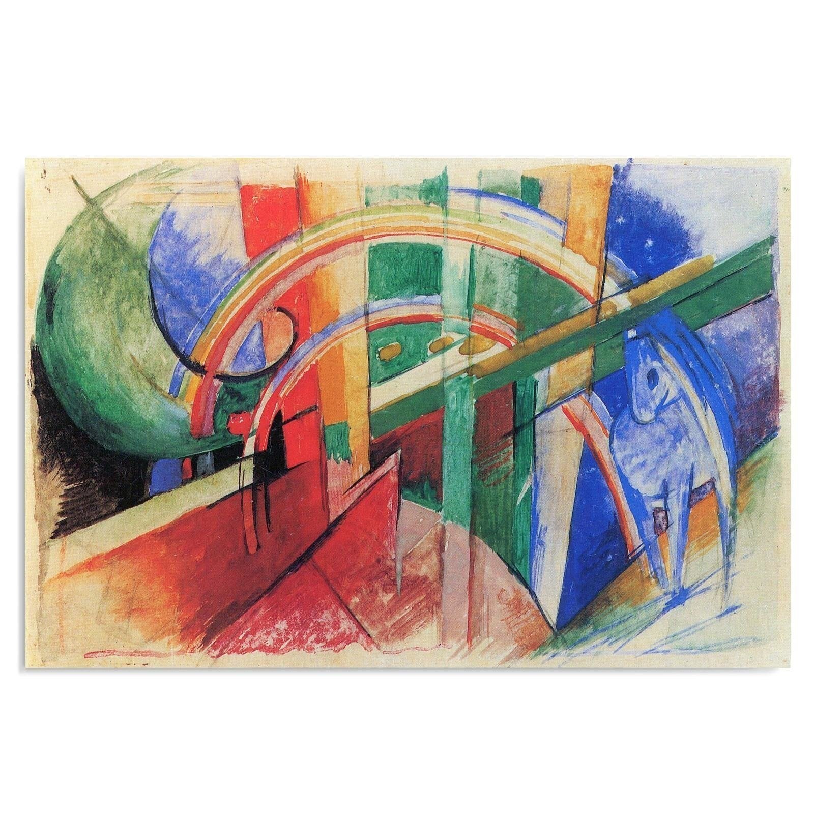 Tableau image de reproduction de f. Marc - cheval bleu et arc-en-ciel ...