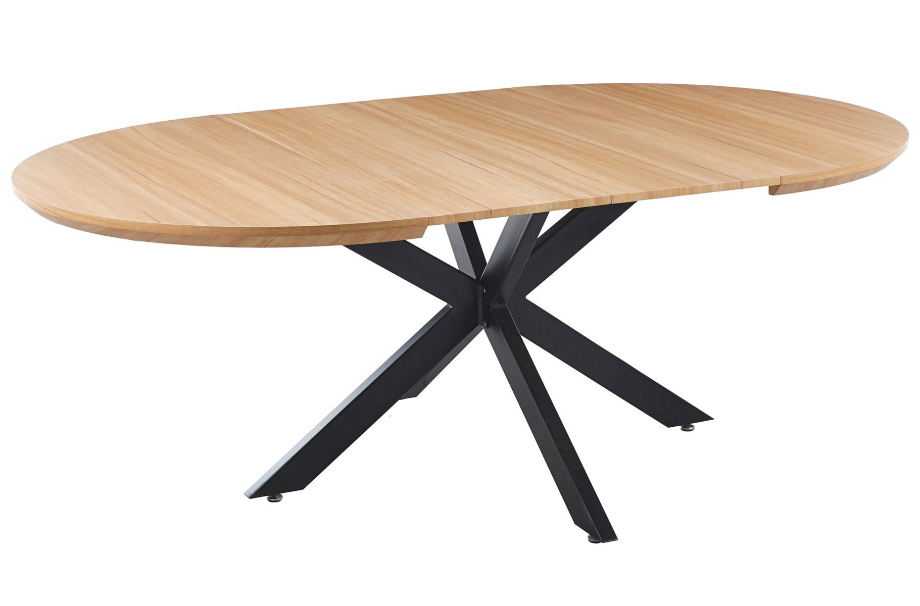 Table à manger ronde extensible coloris chêne/Noir - Longueur 130-170 ...