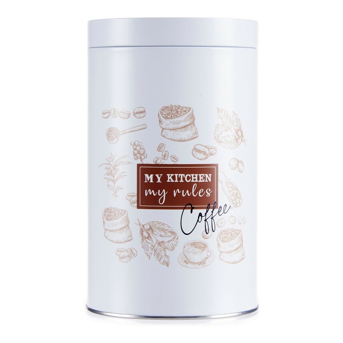 Bote Redondo Café Blanco Hojalata (10,4 x 18,2 x 10,4 cm) | Leroy Merlin