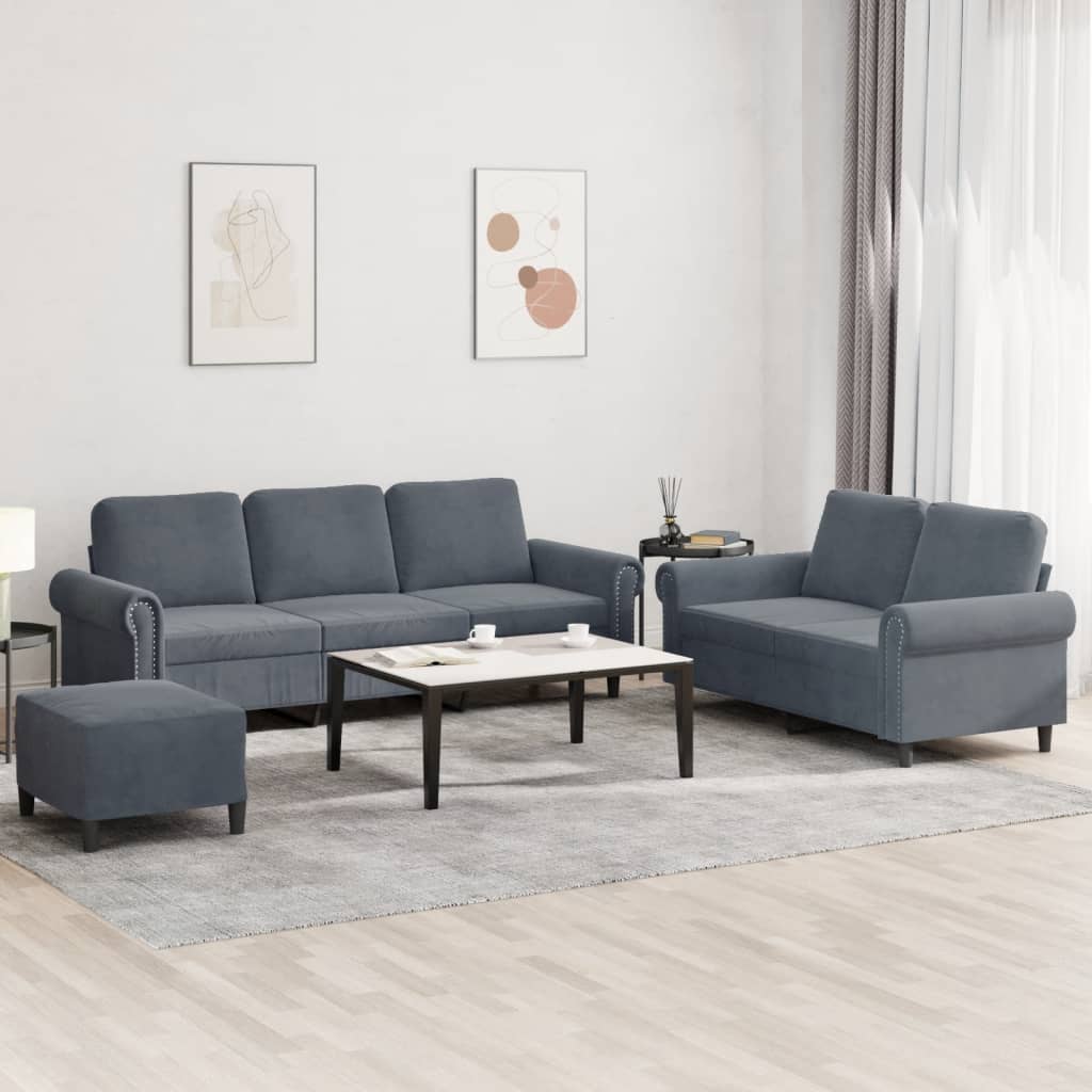 Ensemble de canapés 3 pcs，Sofa pour Salon avec coussins Gris foncé ...