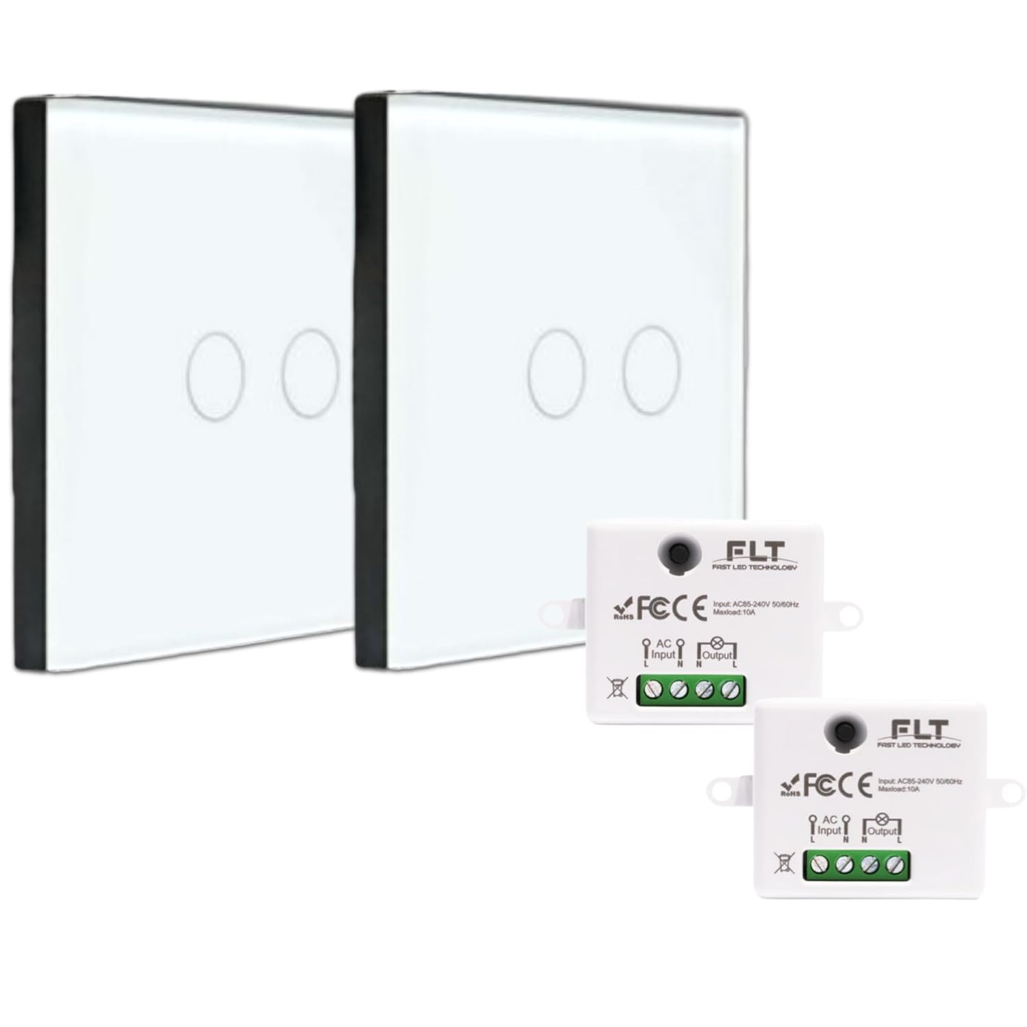 Kit interrupteur sans fil tactile prêt à poser - 2 interrupteurs DOUBLE ...