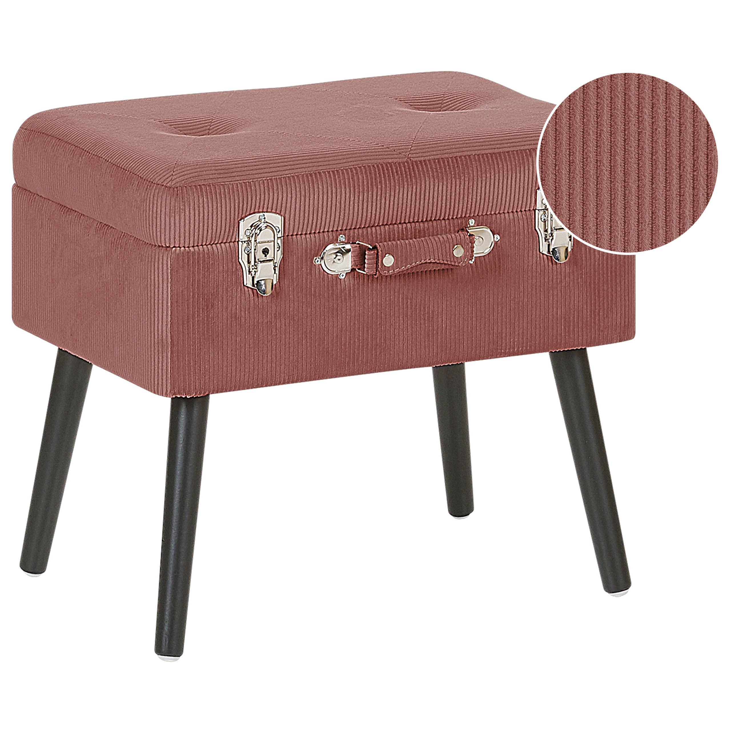 Tabouret de rangement MALLARD Velours côtelé Rose | Leroy Merlin