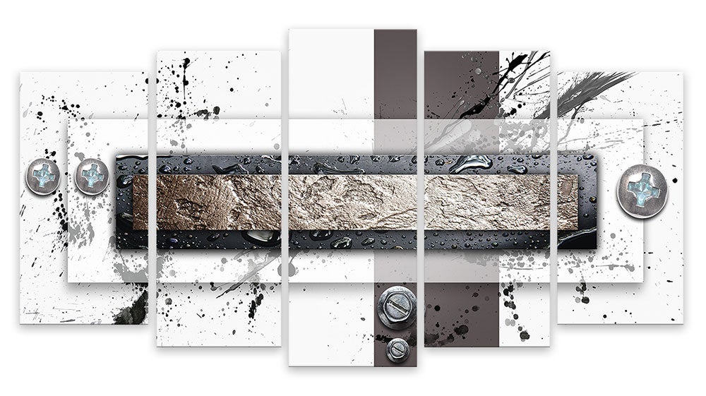 Tableau 5 parties moderne et graphisme vis et boulons - 150x80 cm ...