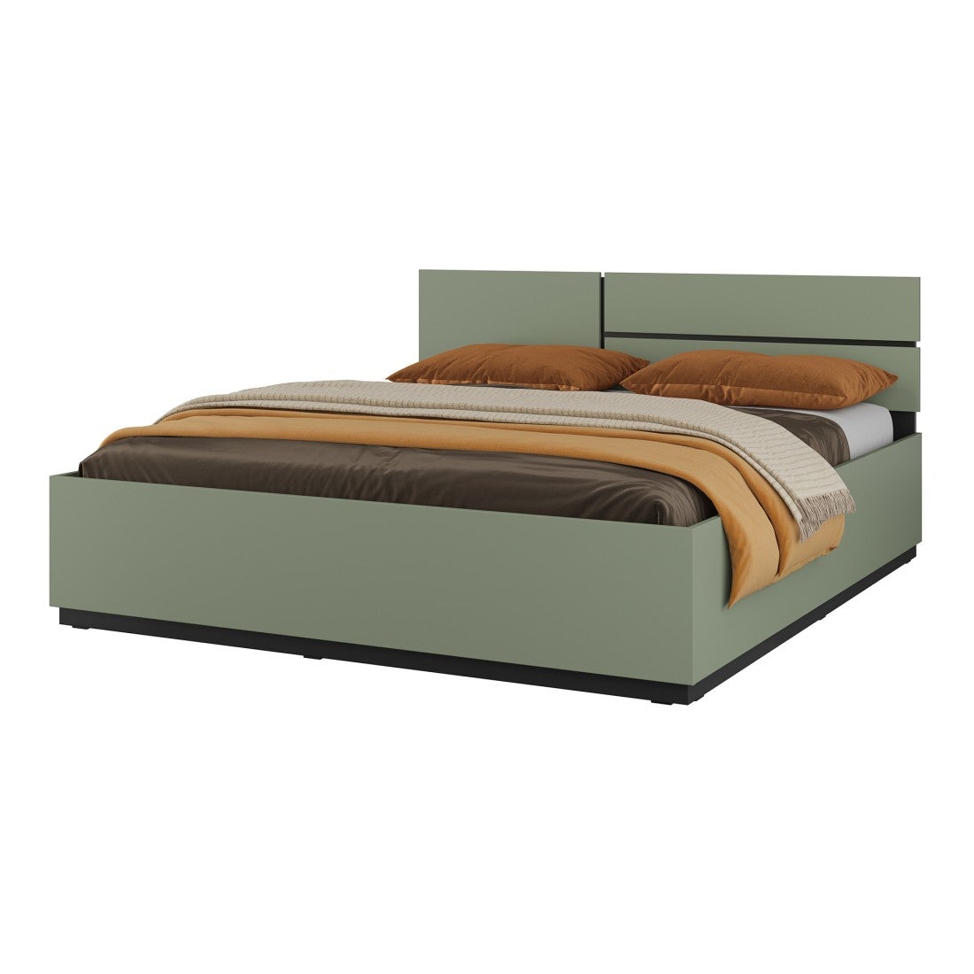 Cama HAVANA 160x200 con somier – Color verde salvia y negro – Diseño ...