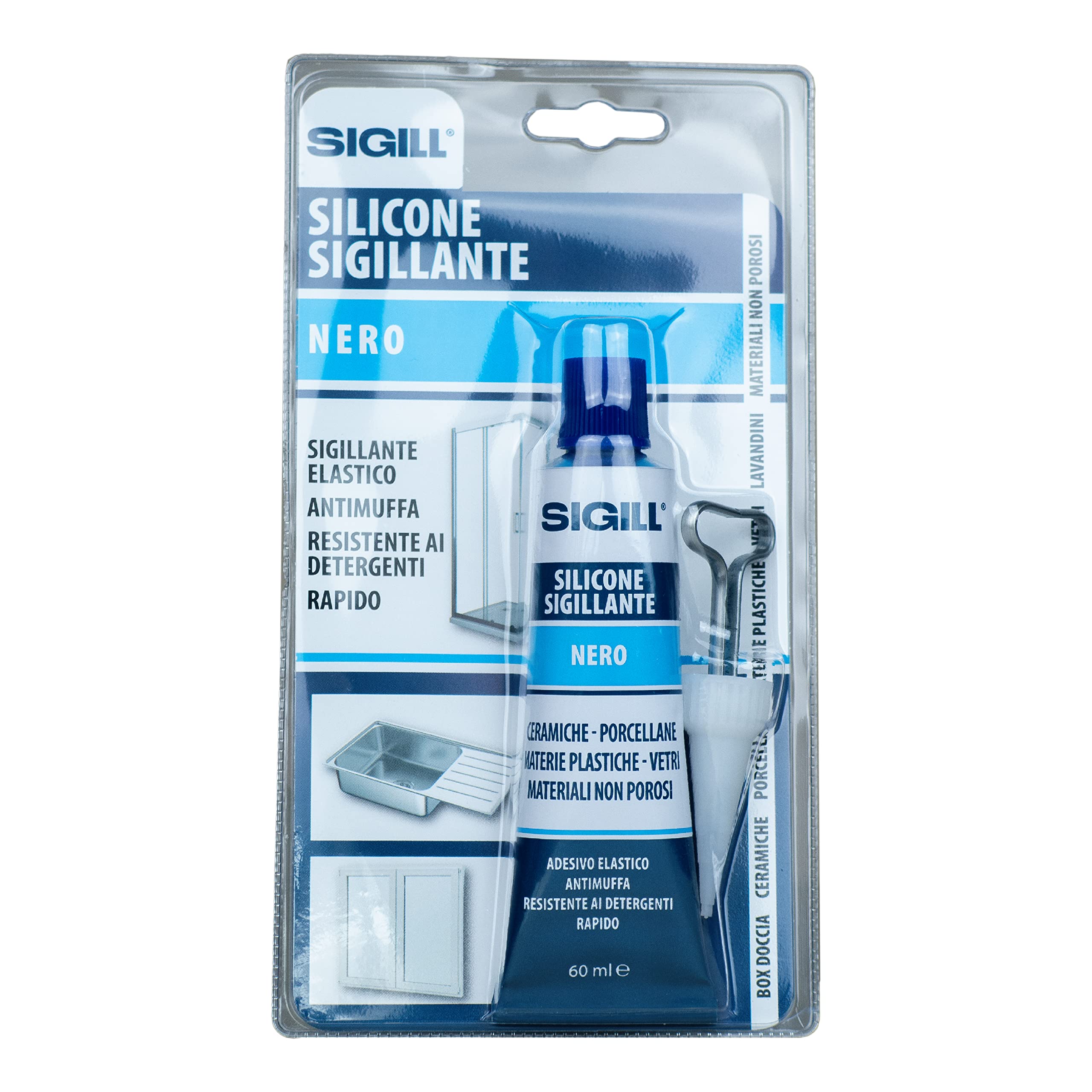 SIGILL, Silicone Sigillante con Chiavetta Stringi Tubetto e Beccuccio ...