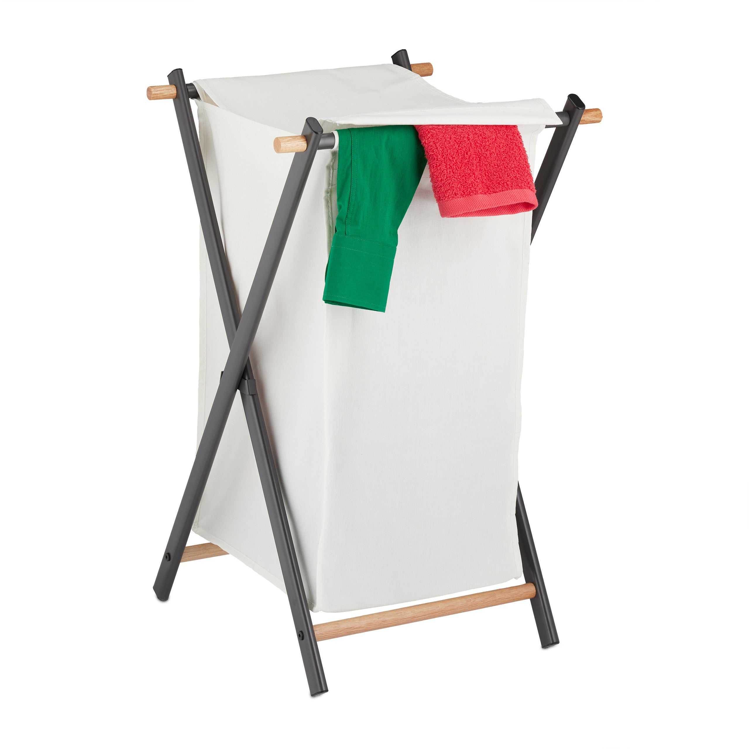 Panier à linge, pliable, avec couvercle, acier et tissu, 50 litres, HLP ...