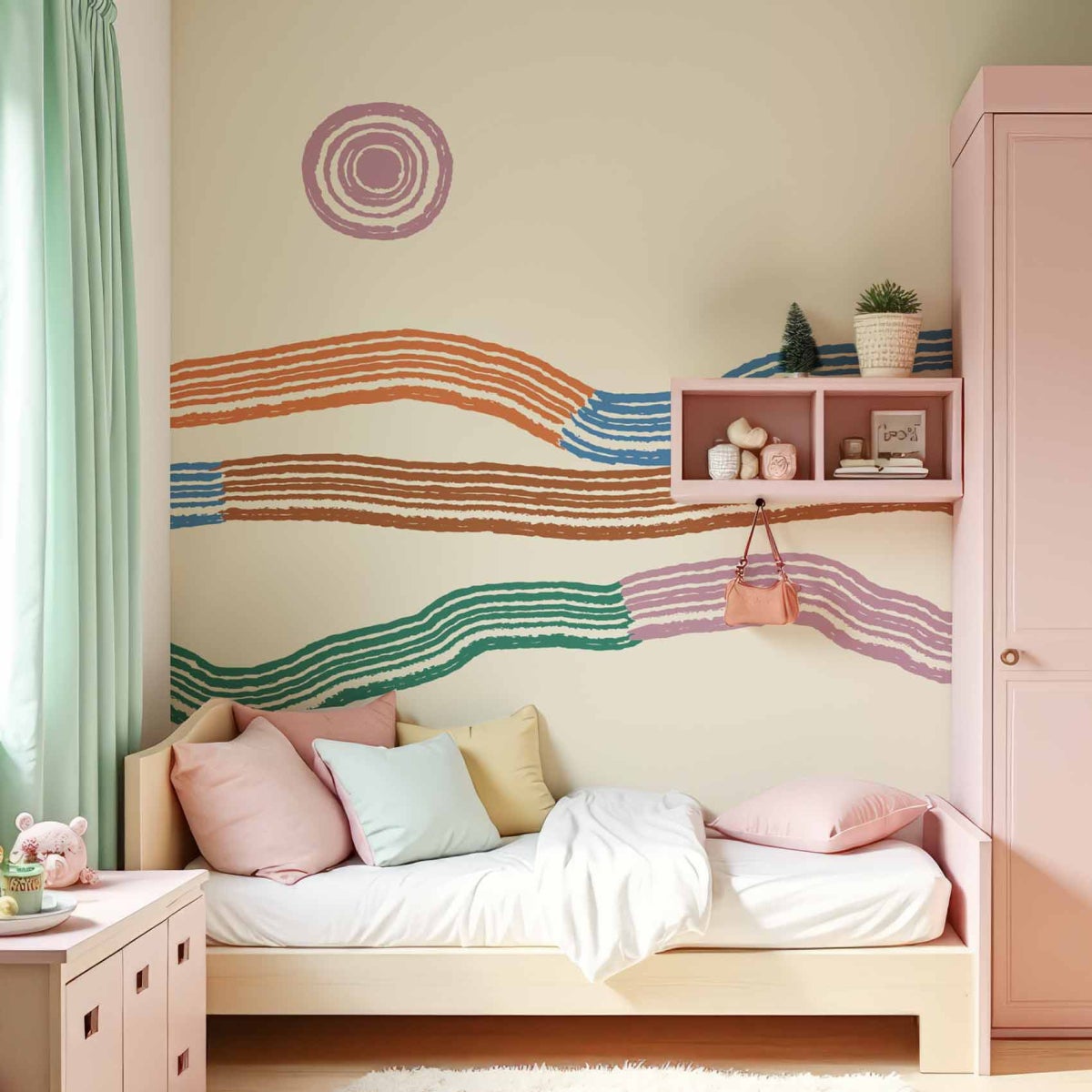 Papier peint panoramique Paysage graphique, Couleurs 225 x 250cm ...