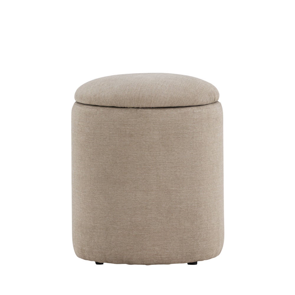 Pouf coffre rond en tissu ø32cm - Beige | Leroy Merlin