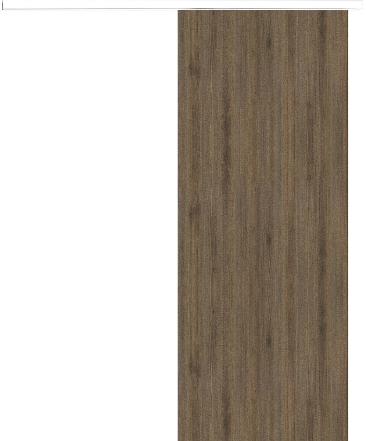 Porte Coulissante Light Walnut H204 X L83 + Rail Alu Bandeau Blanc Gd ...