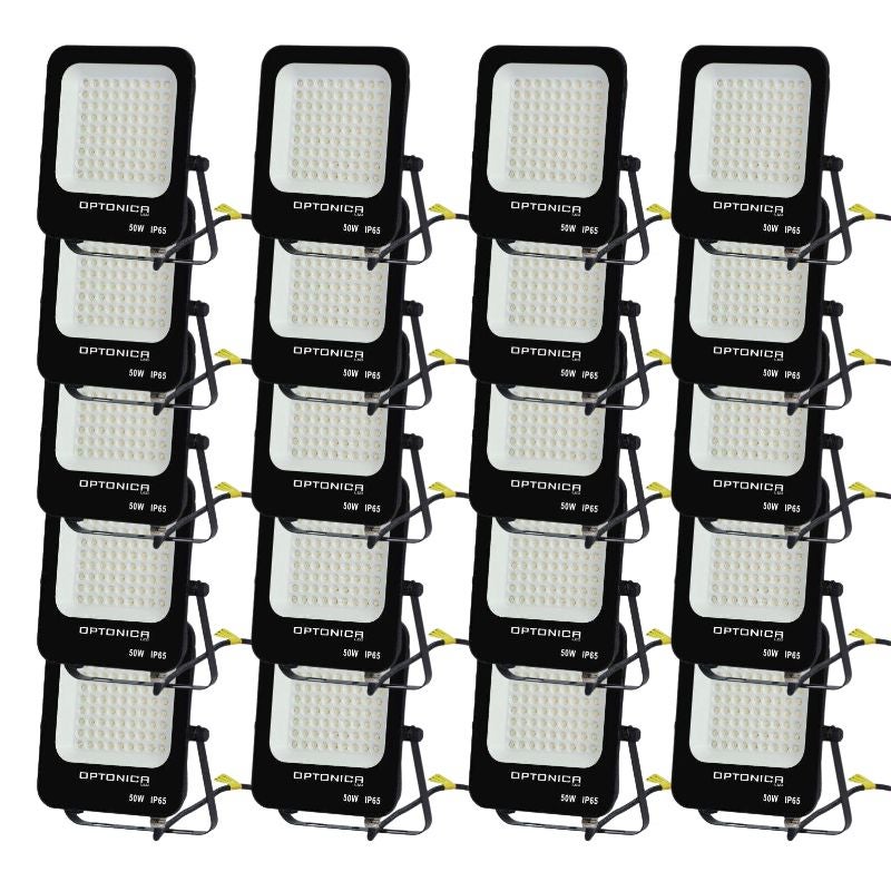 Projecteur LED Extérieur SMD 50W IP65 Noir - Pack de 20 / Blanc Chaud ...