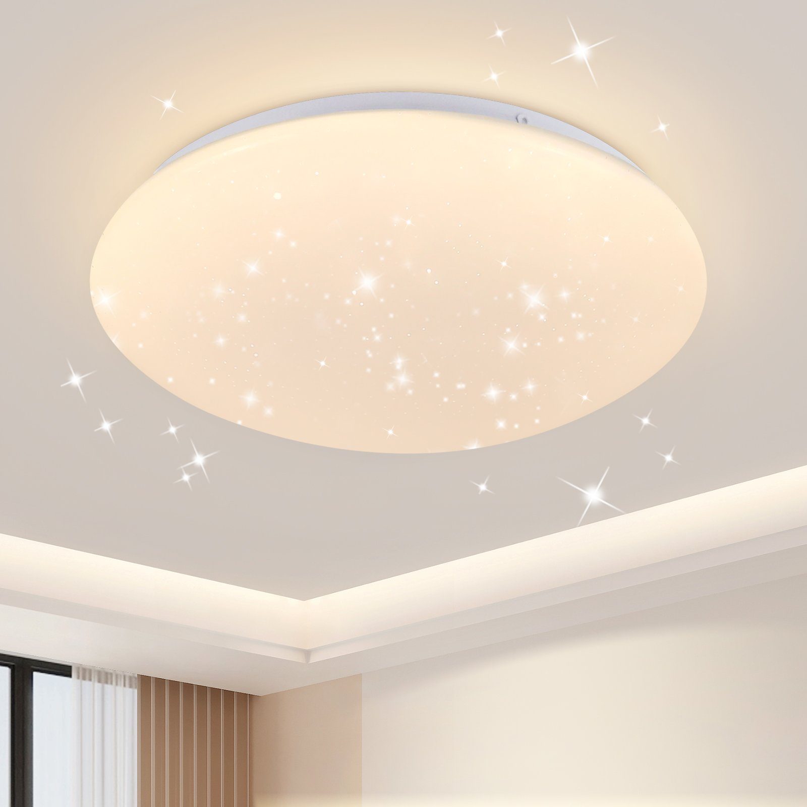 NETTLIFE Plafonnier LED ciel étoilé blanc chambre plafonnier 12W ...