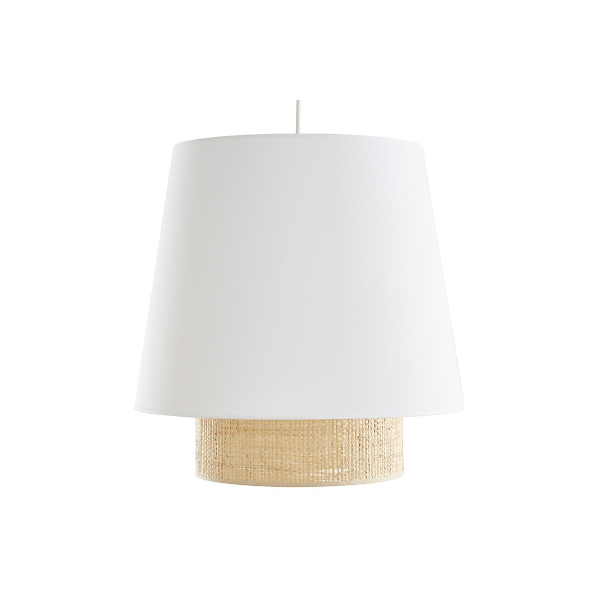 Suspension design bi-matière en rabane et coton blanc D40 cm JUME ...