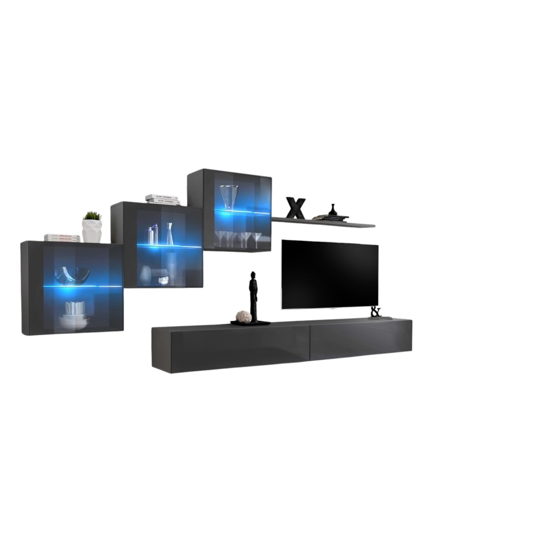 Ensemble meubles de salon SWITCH XX design, coloris gris brillant ...