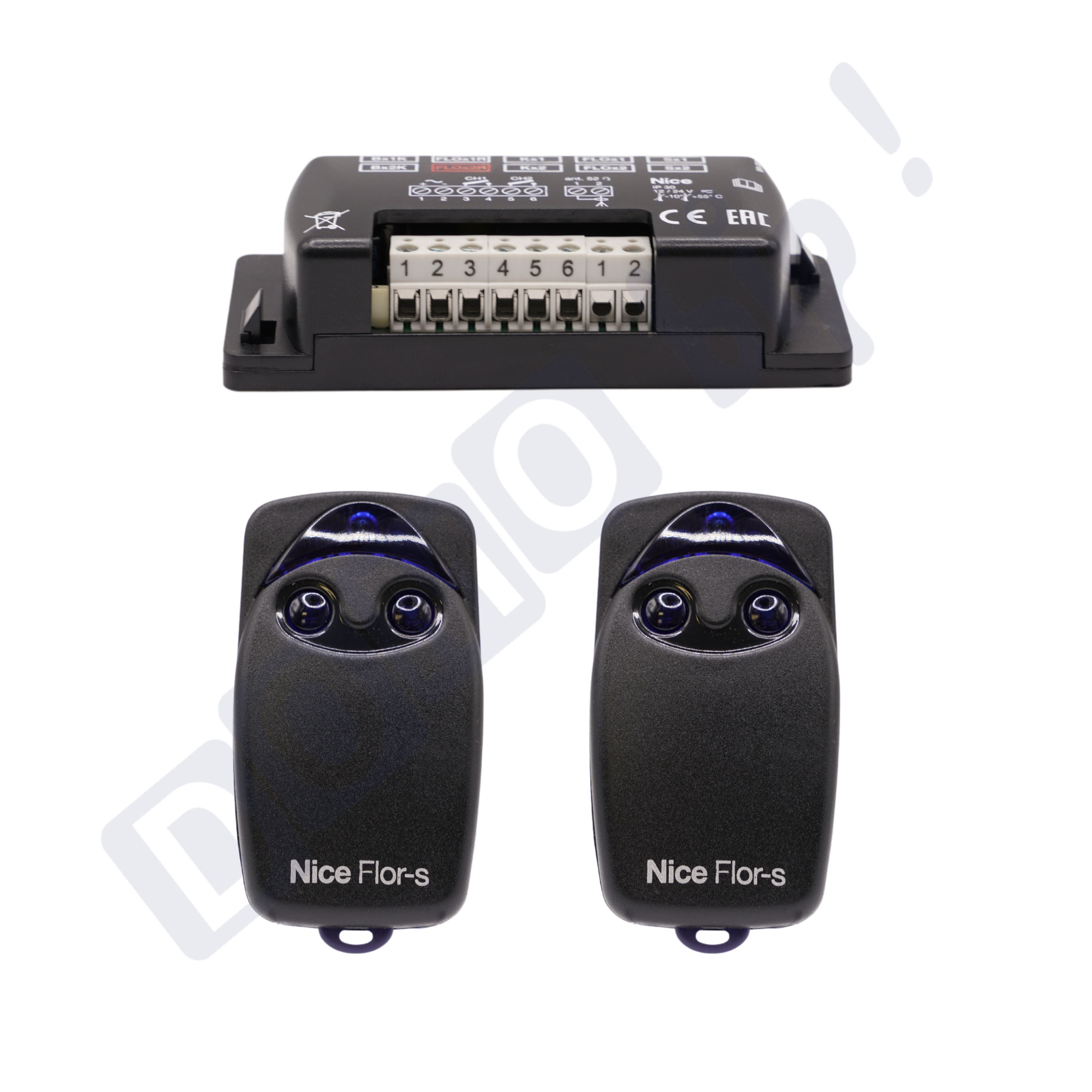 Kit Nice FLOX2R + 2 Télécommandes FLO2RS - Récepteur 2 Canaux 433,92 MHz - Rolling Code ...