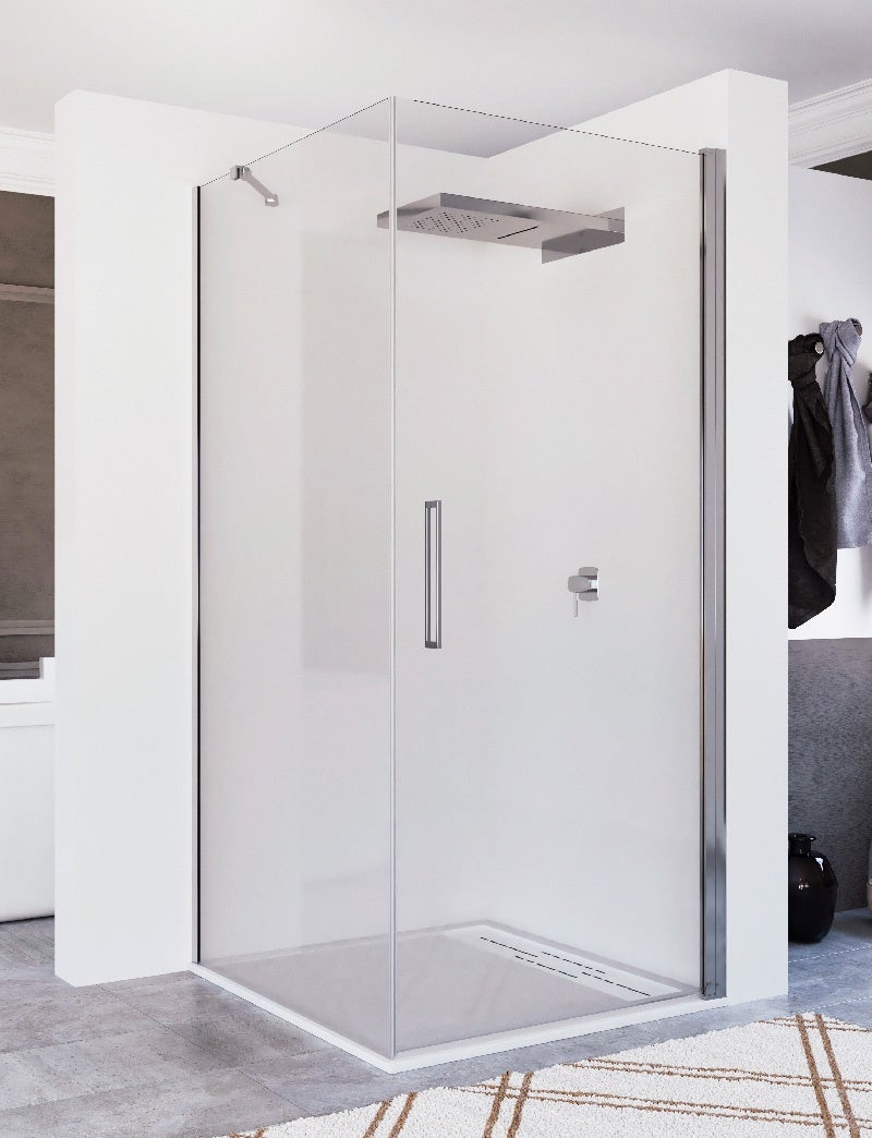 Box Doccia Angolare - 1 Porta Battente di 75 cm e 1 Lato Fisso di 80 cm ...