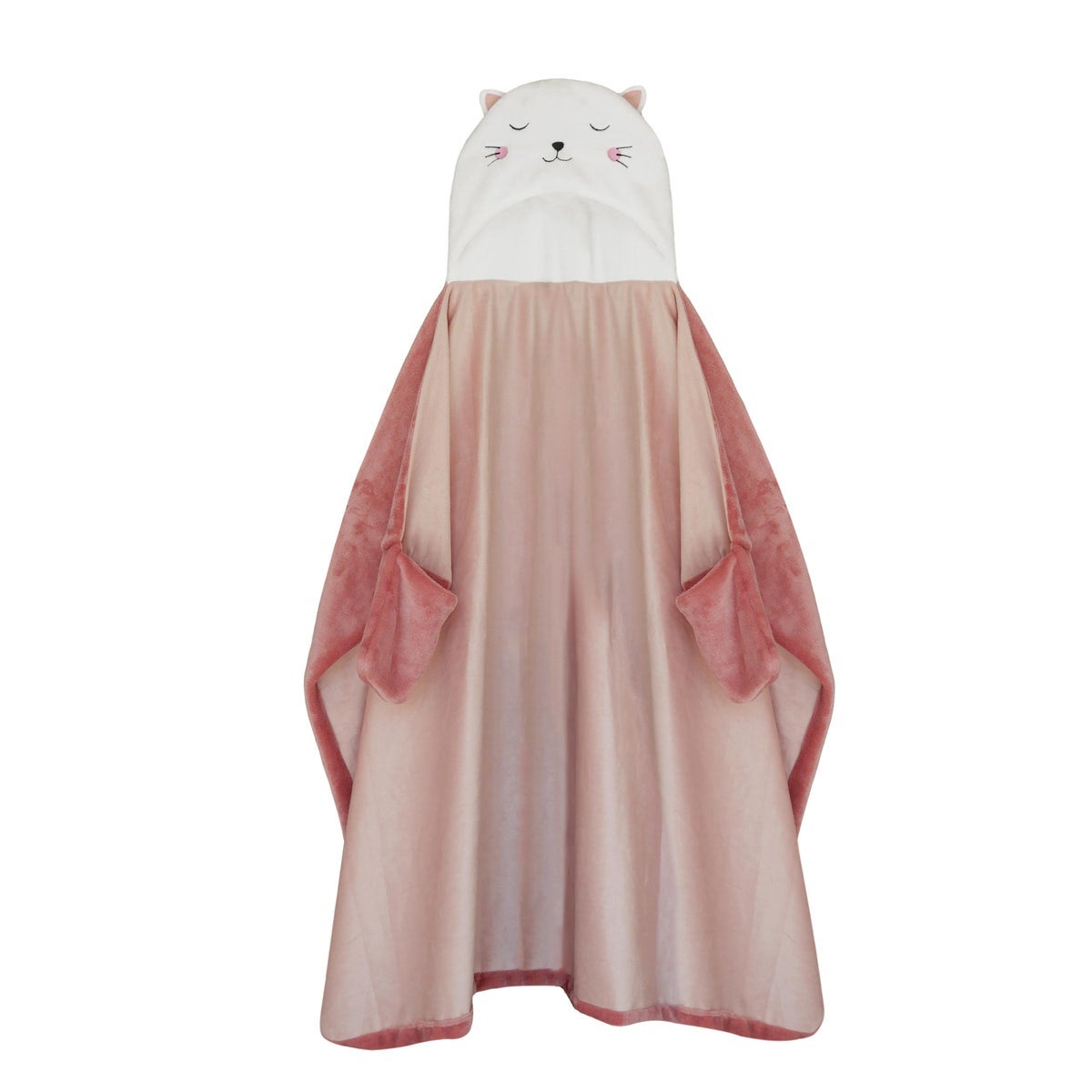 Cape enfant 110x115cm à capuche en velours rose Chat | Leroy Merlin