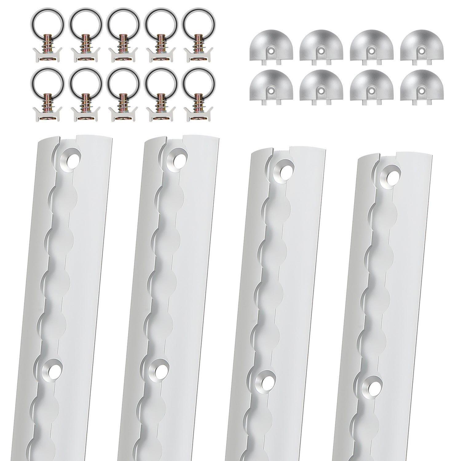 Kit de 4 rieles de 1 m de aluminio anodizado plateado con 10 accesorios ...