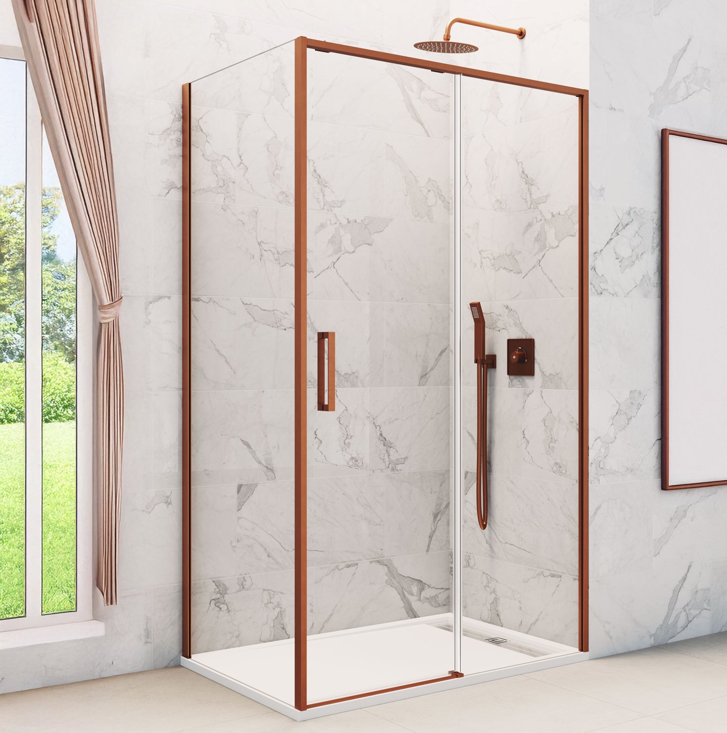 CABINE DE DOUCHE. FRONTAL: 135-140 cm + LATÉRAL FIXE: 87-89 cm. MODÈLE ...