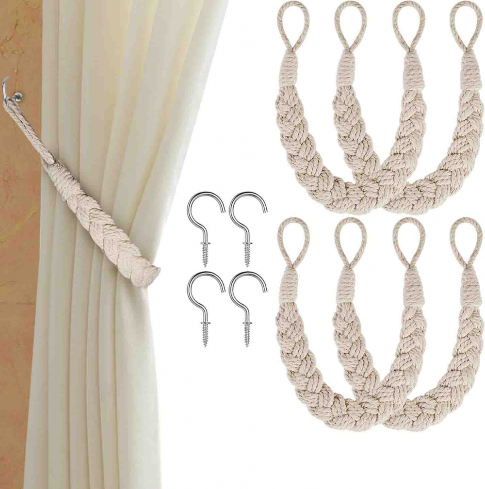 Lot de 4 attaches de rideaux en cordon, attaches de rideaux en cordon ...