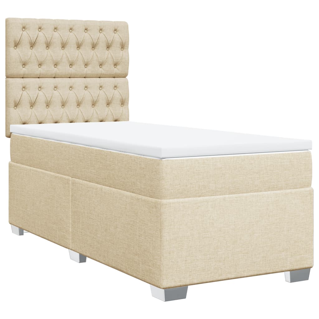 Cama box spring con colchón tela color crema 100x200 cm | Leroy Merlin