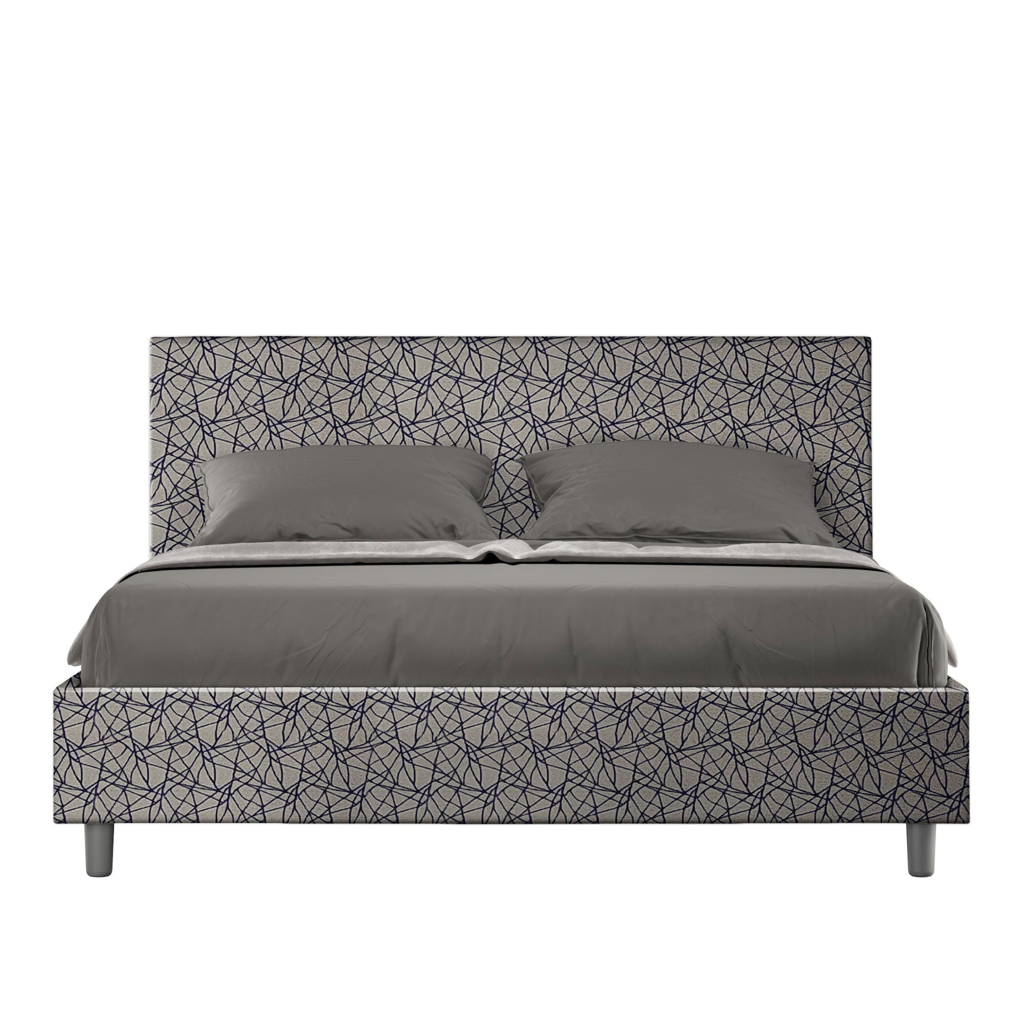 Cama doble con contenedor doble elevado, acolchada 160x200 en tejido ...