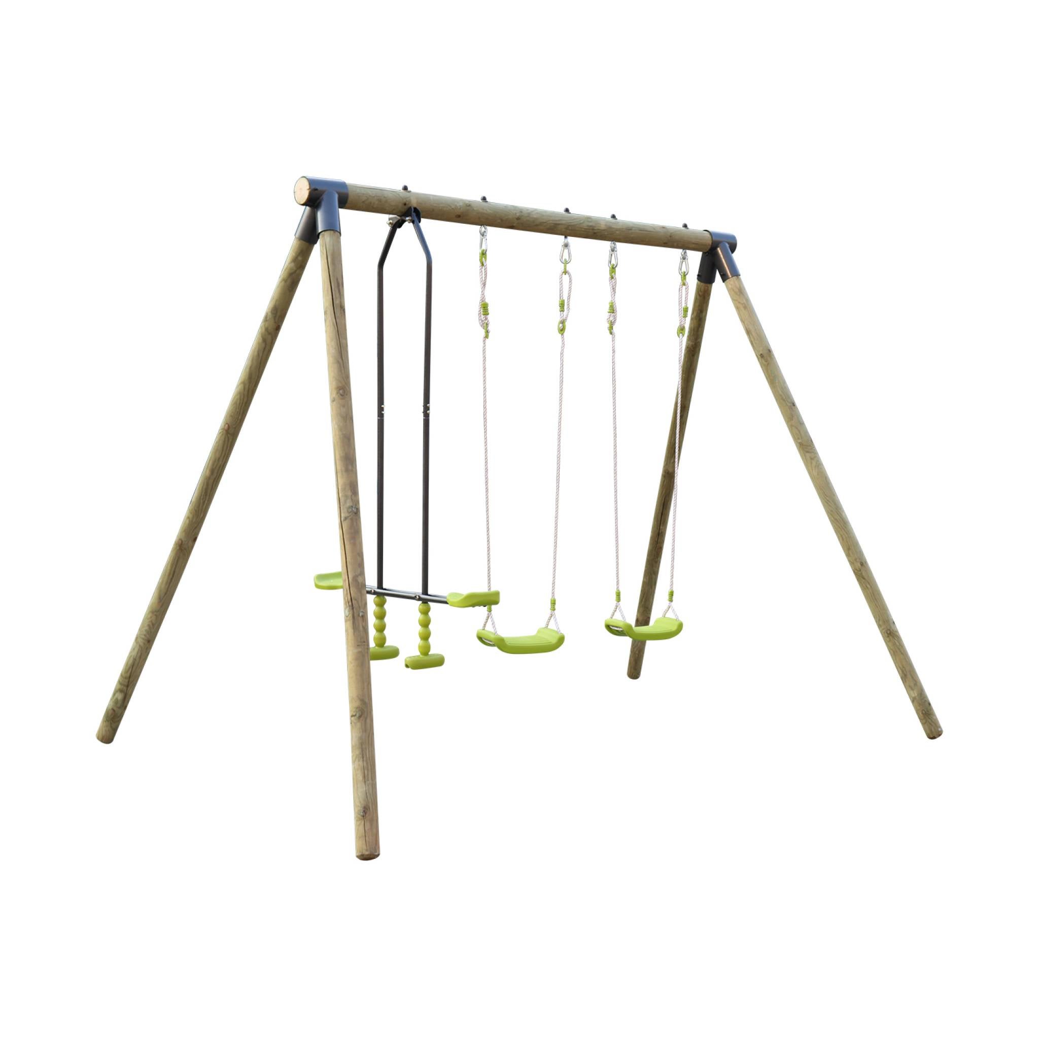 Aire de jeux Naroit en bois de pin avec 1 face à face et 2 balançoires ...