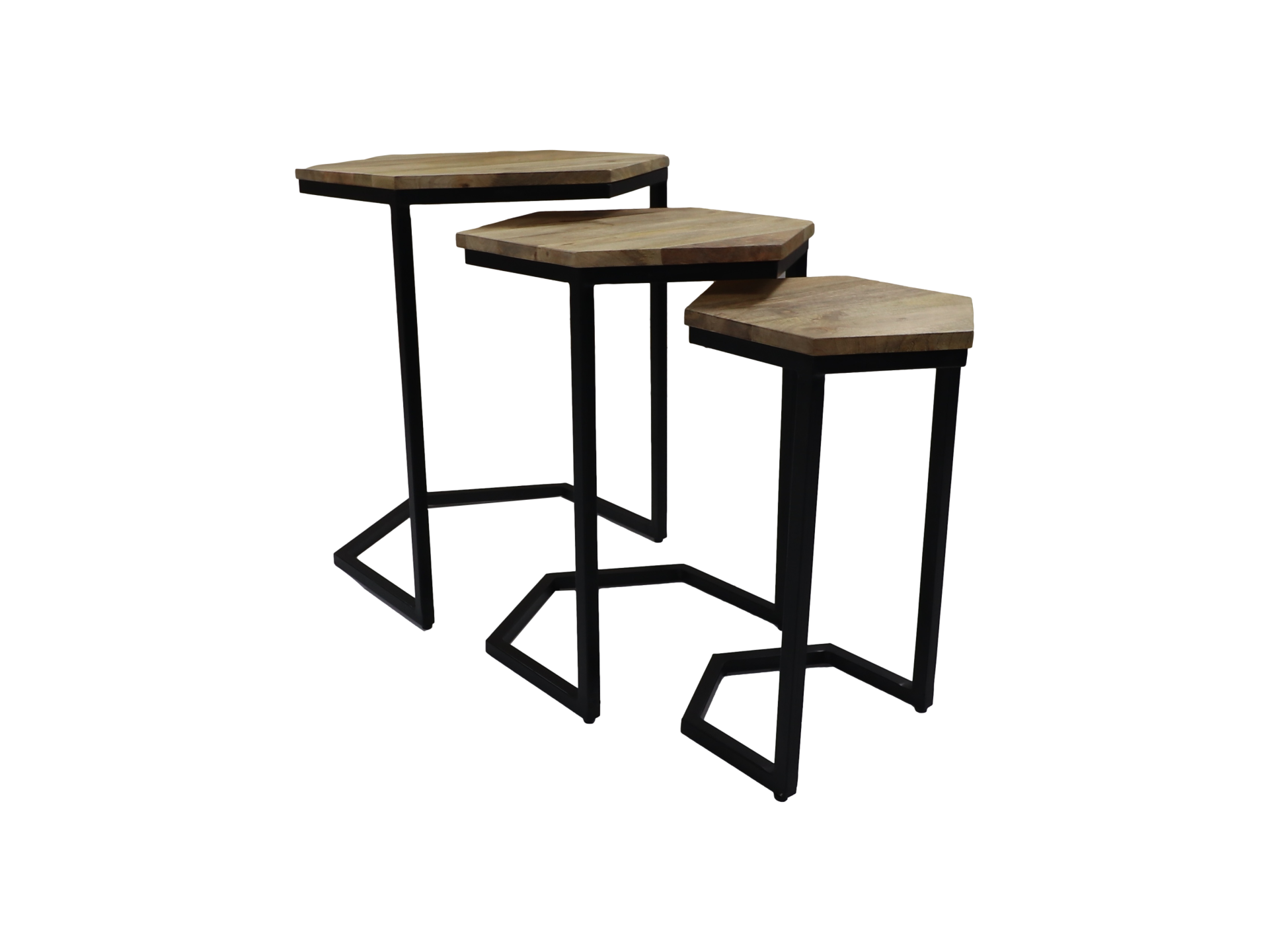 3 Tables d'appoint métal et bois 50/40/30cm - HSM | Leroy Merlin