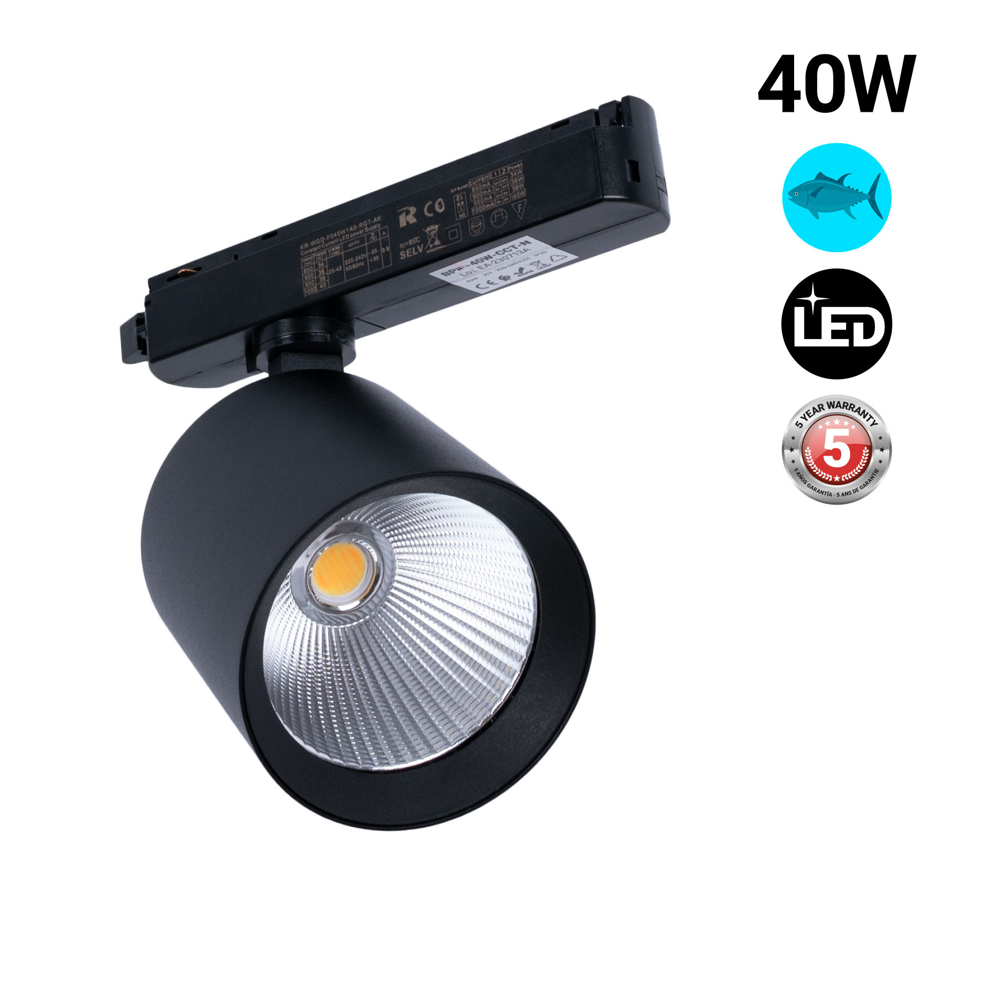 Spot LED 40W pour rail monophasé - Poissons et fruits de mer | Leroy Merlin