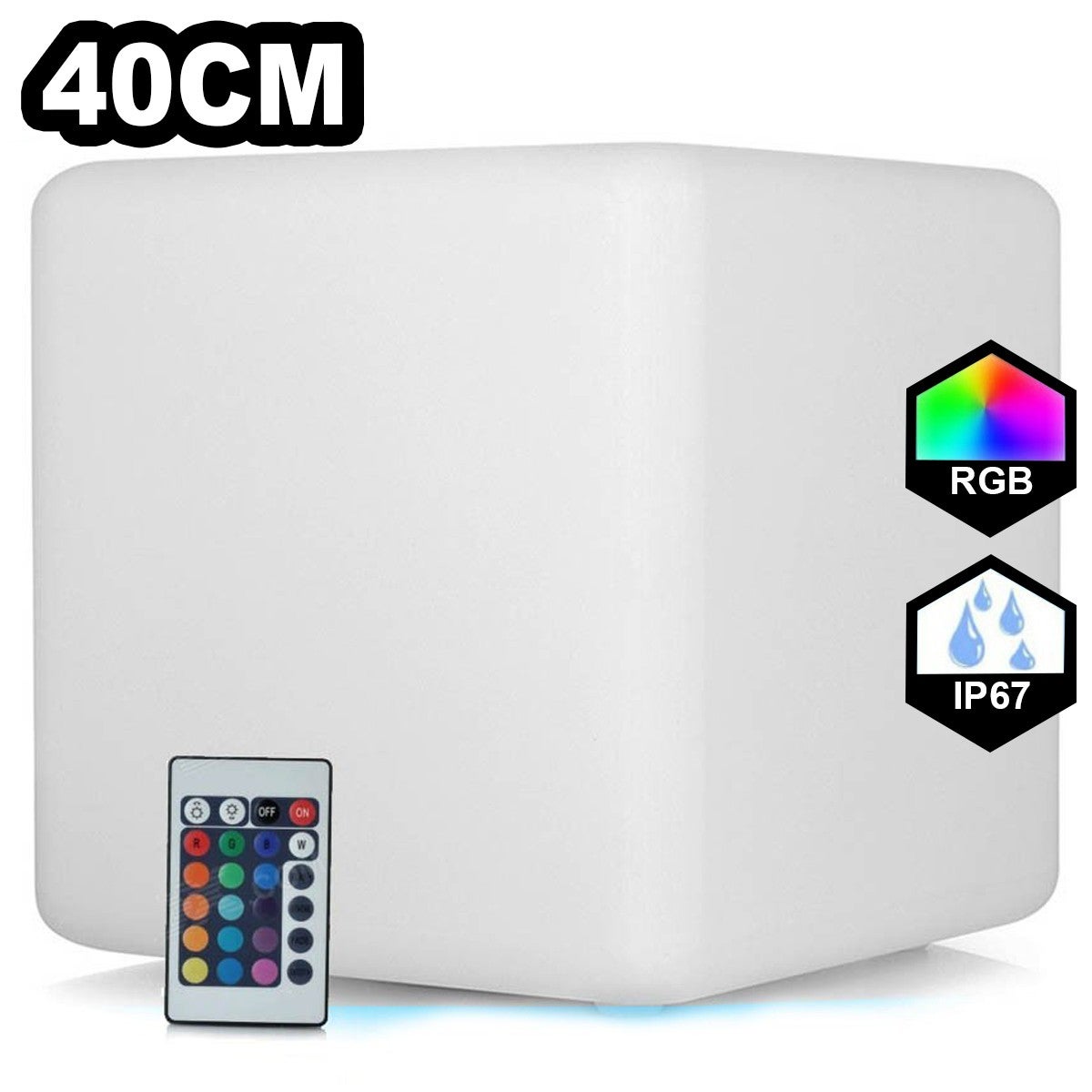 Cube LED Lumineux Multicolore 40CM Rechargeable Sans Fil | Leroy Merlin