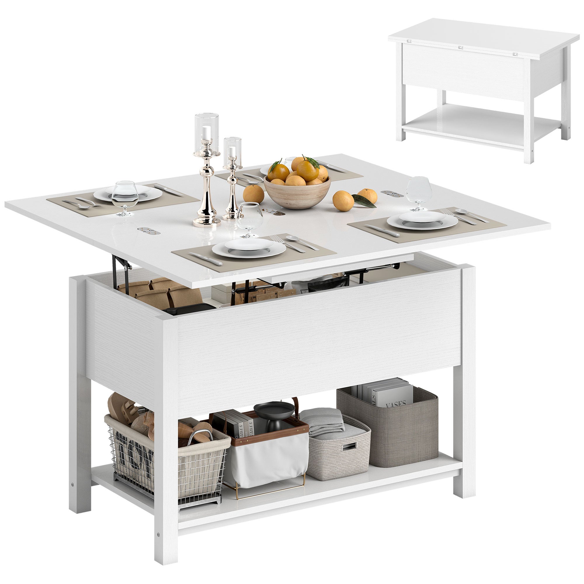 Table basse relevable et extensible table de salon avec compartiment ...