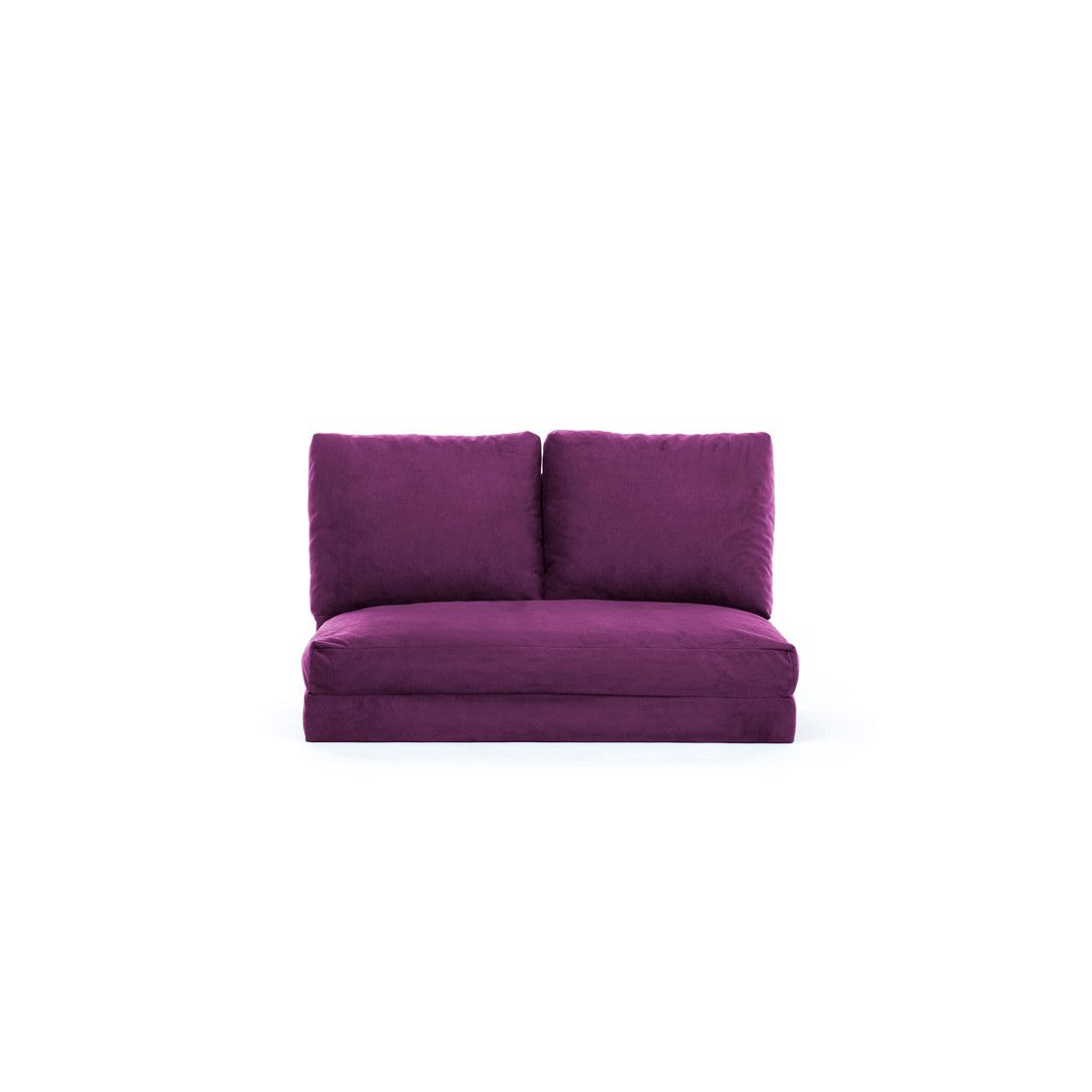 Pouf convertible 2 places Joude Velours Violet | Leroy Merlin