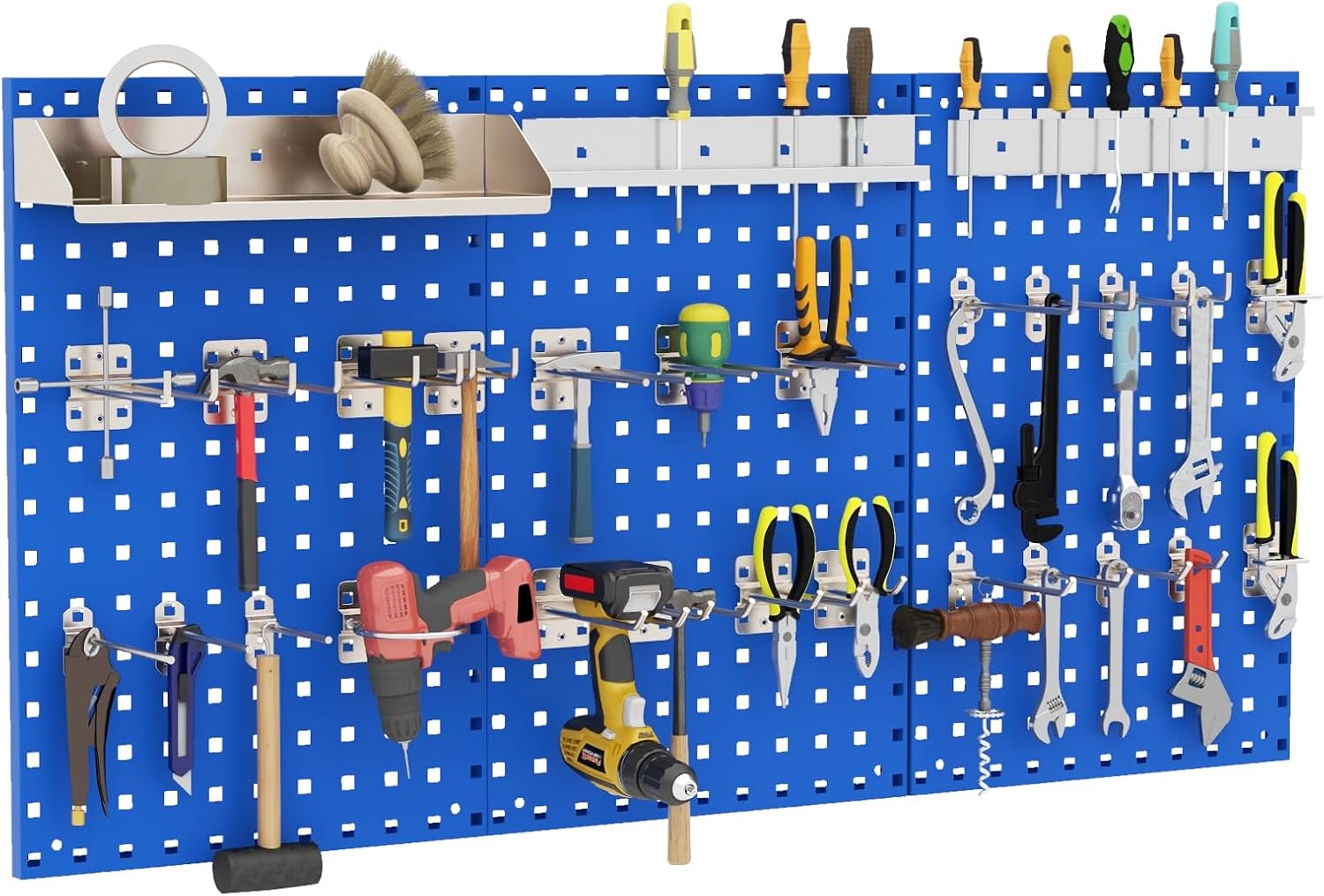 Panel Herramientas Pared, Panel Perforado 3 Piezas con 25 Ganchos ...