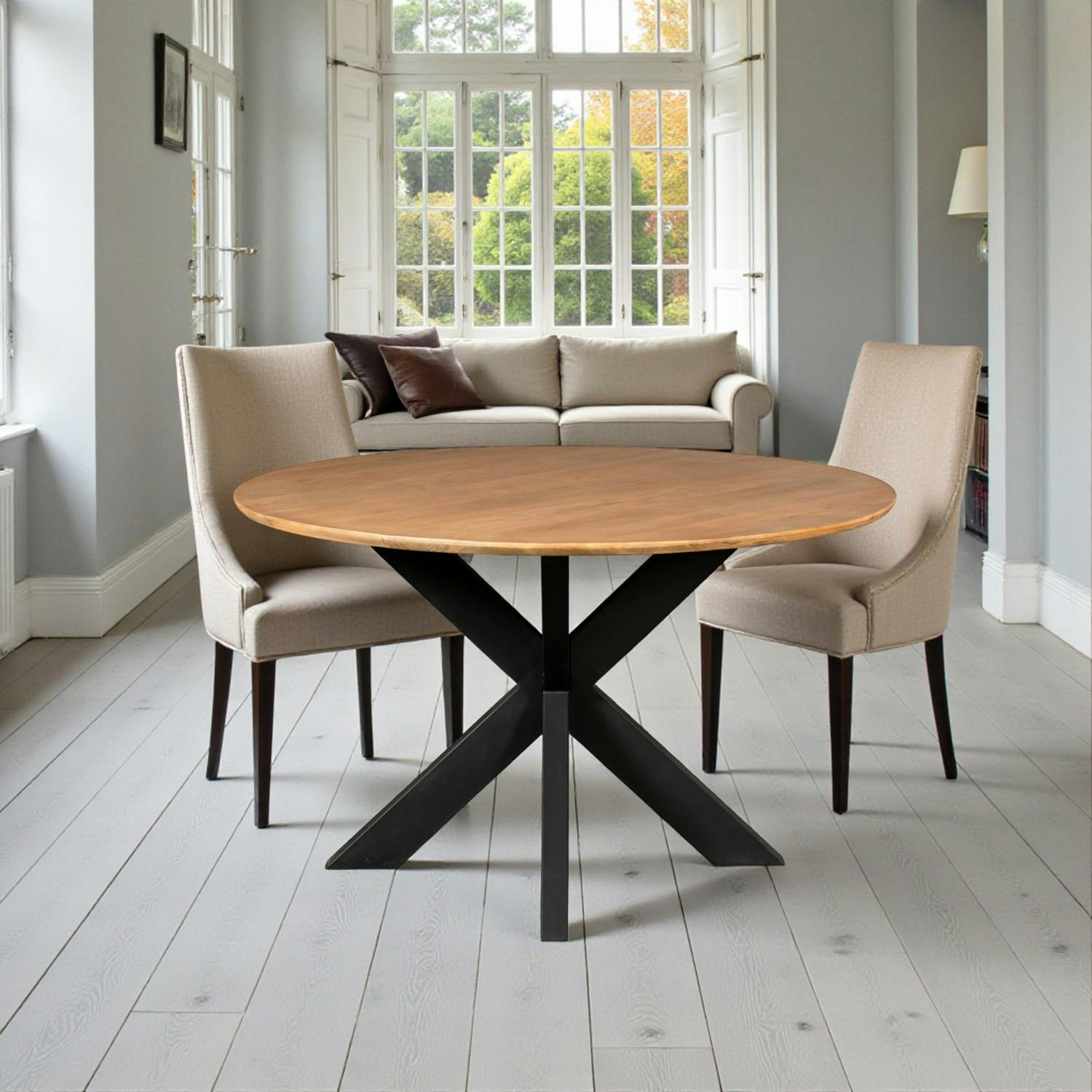 Table à manger ronde en bois de manguier Ø150 cm CORTINA | Leroy Merlin