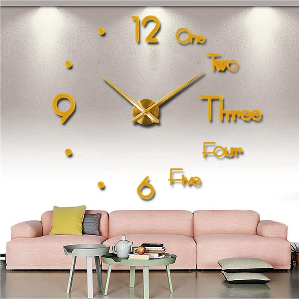Horloge murale DIY minimaliste silencieuse - dorée (50 x 50 cm) | Leroy ...