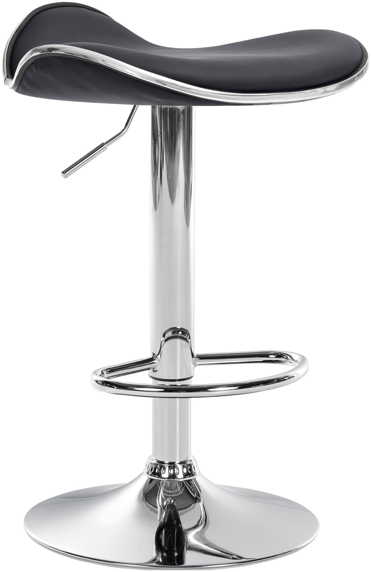 Tabouret de bar x1 assise ergonomique en PVC noir pied en trompette en ...