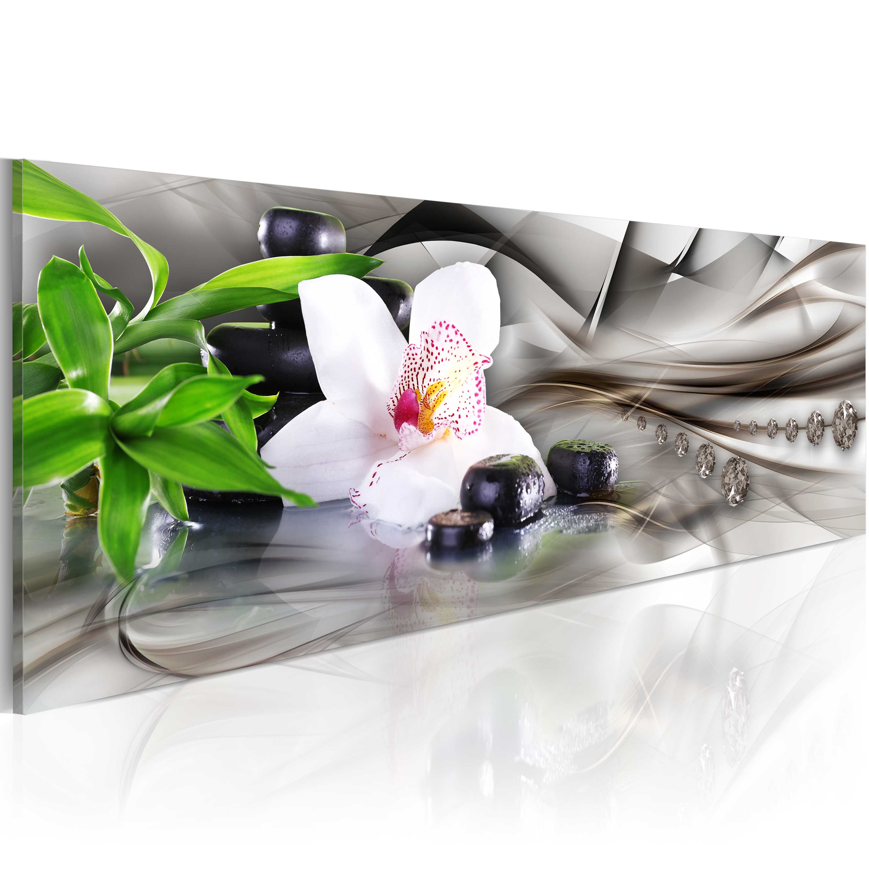 Tableau - Zen composition: bamboo, orchid and stones [135x45] | Leroy ...