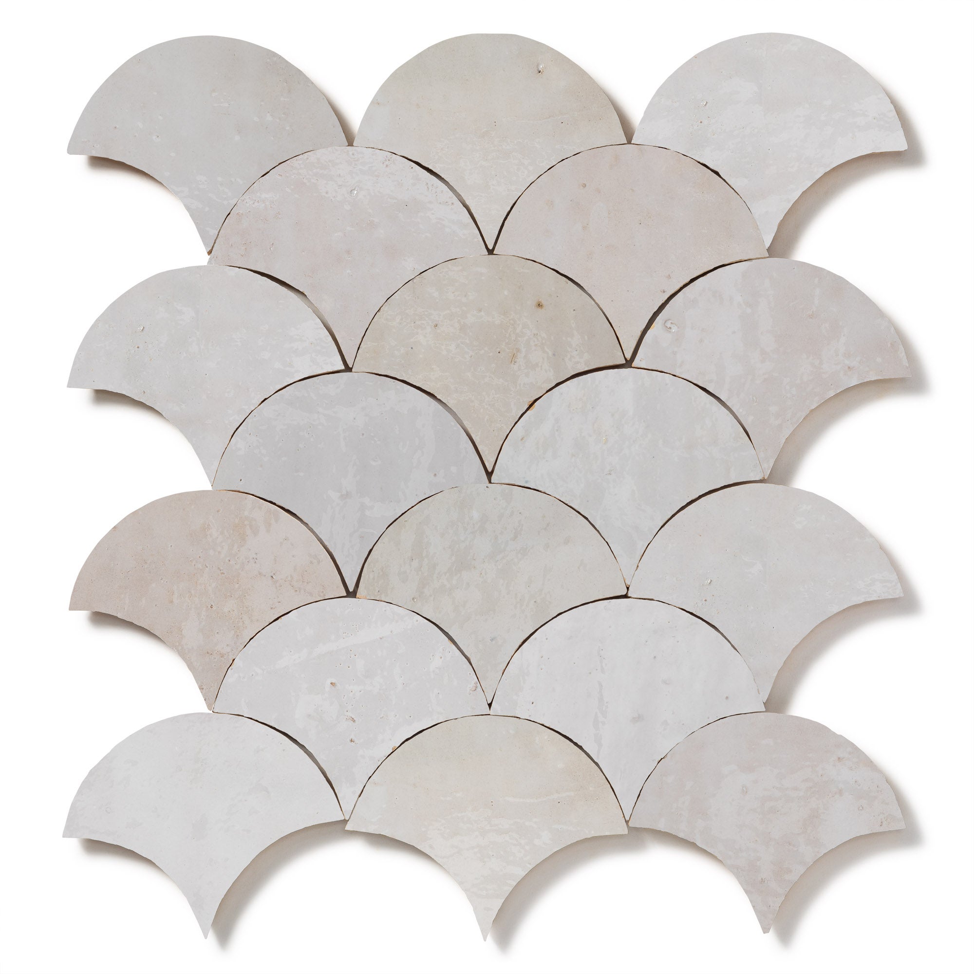 Zellige Marocain Artisanal Véritable - Blanc Oukaimeden Ecaille grand ...