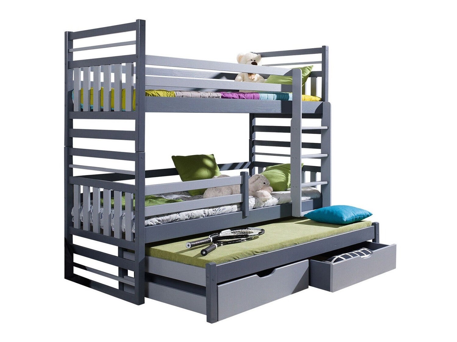 Lit superposé Henderson 123, Couchette avec lit supplémentaire, Gris ...