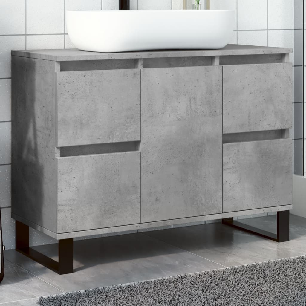Armoire de lavabo salle de bain gris béton 80x33x60 cm | Leroy Merlin