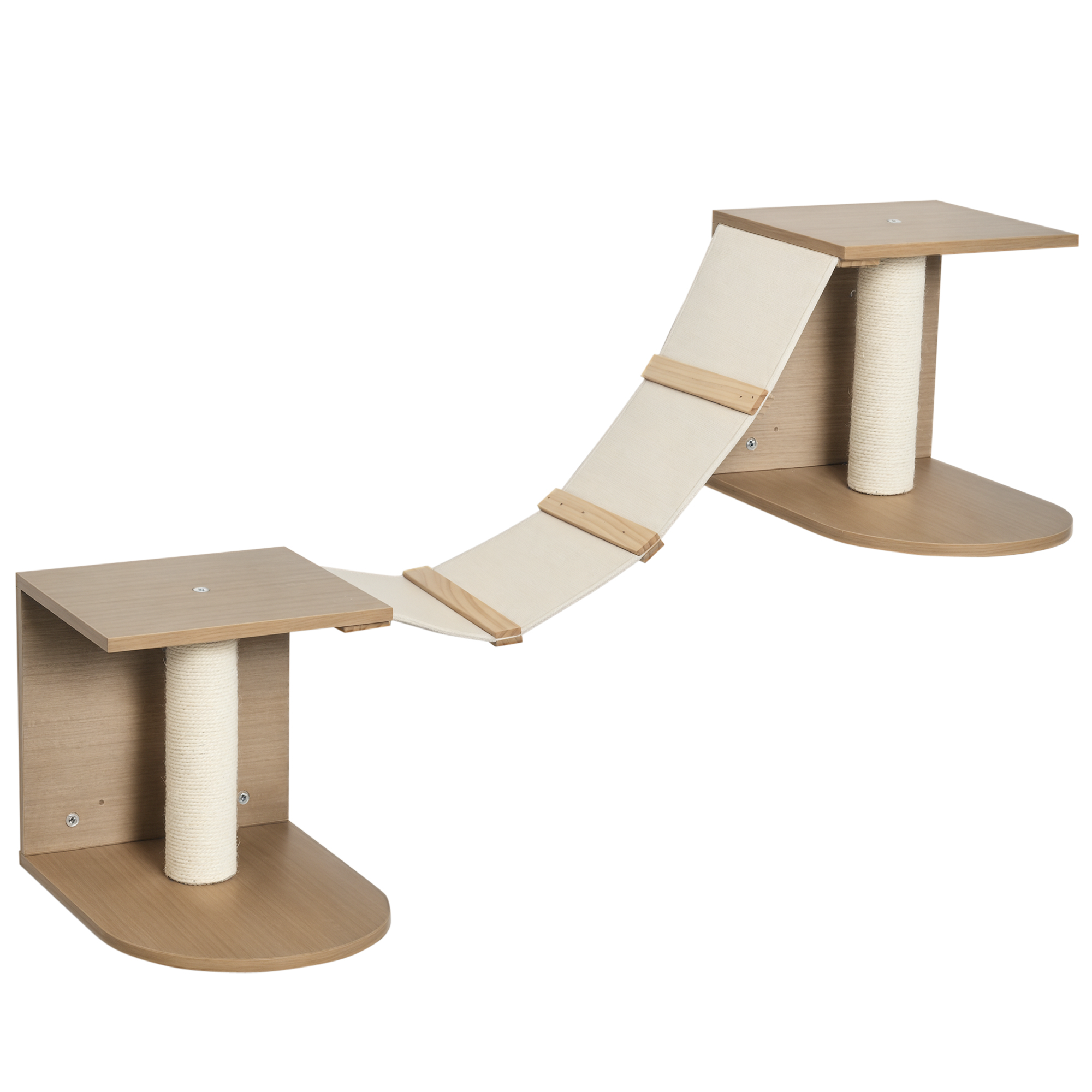 PawHut Cat Wall Racks Composite Board, Pine, Sisal & Polyester Brown ...