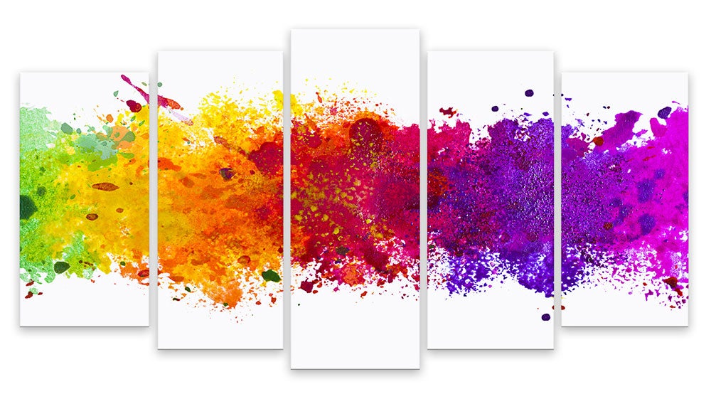 Tableau 5 parties abstrait watercolor splash - 150x80 cm | Leroy Merlin